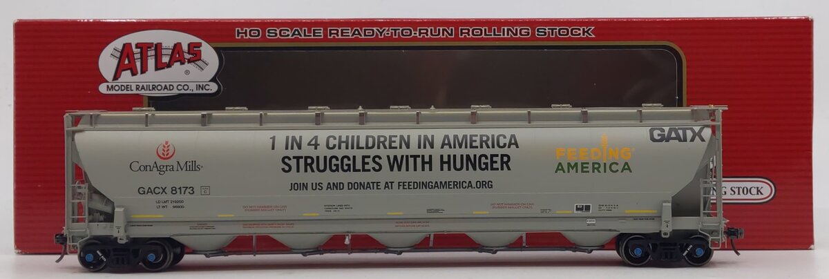 Atlas 20004272 HO Scale ConAgra Trinity 5660 Cylindrical Covered Hoppe ...