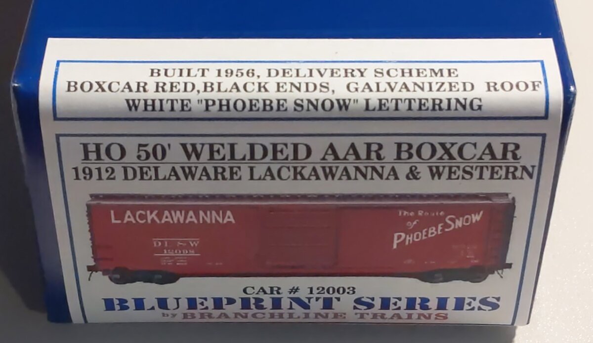 Branchline Trains 1912 HO Scale DL&W 50' Welded AAR Boxcar Kit #12003 – Trainz