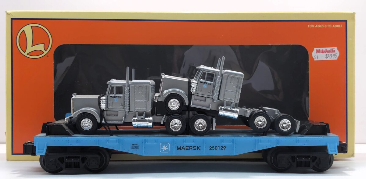 Lionel 6-36091 O Gauge Maersk Flat Car W/Two Die Cast Tractors EX/Box ...