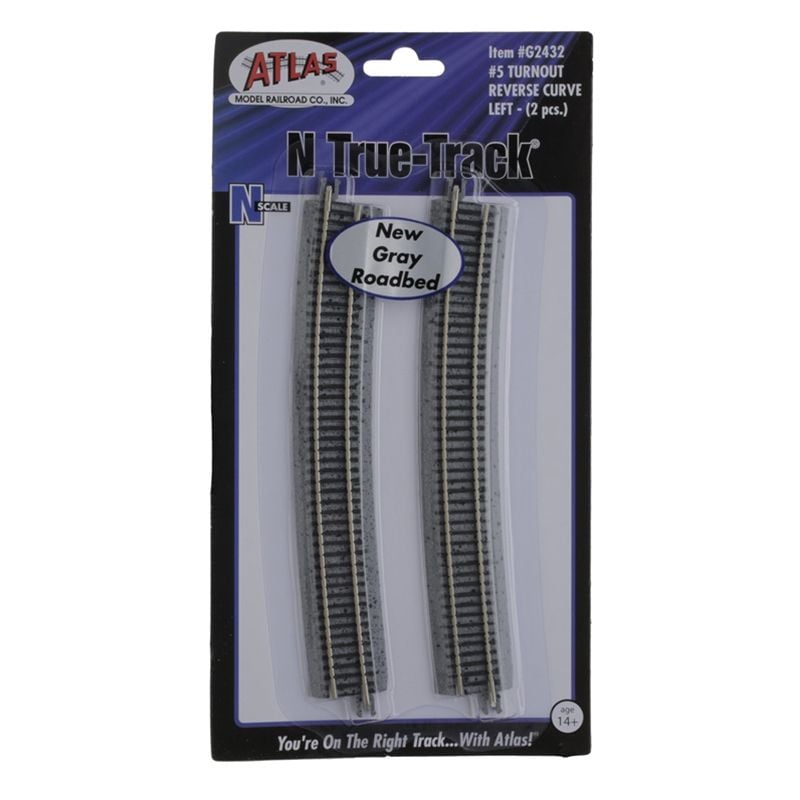 Atlas G2432 N #5 Turnout Left Hand Reverse Curve Code 65 Curved TracK ...