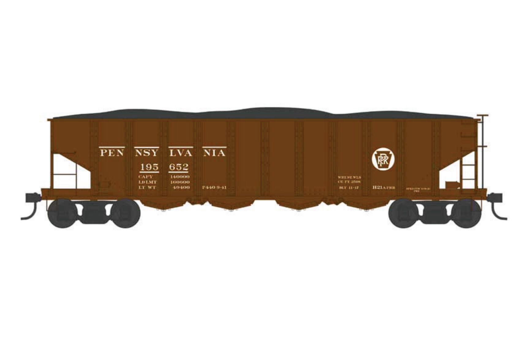 Bowser 43024 HO PRR Class H21a 4-Bay Hopper with Clamshell Doors RTR ...