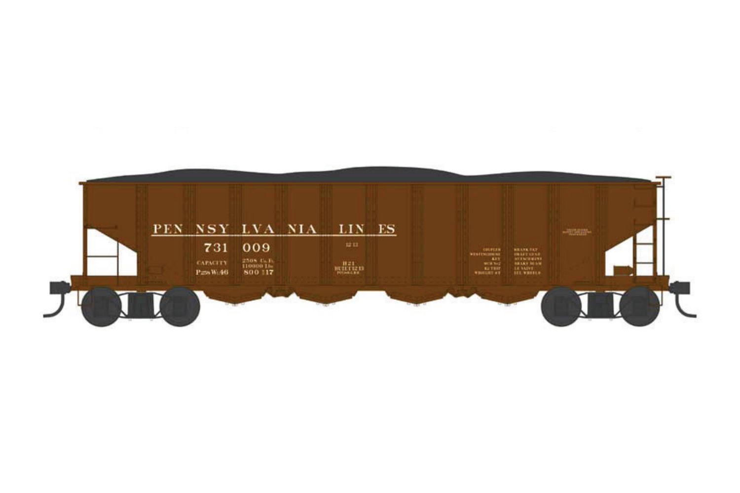 Bowser 43059 HO Pennsylvania Lines PCC&StL H21 Hopper #731033 – Trainz
