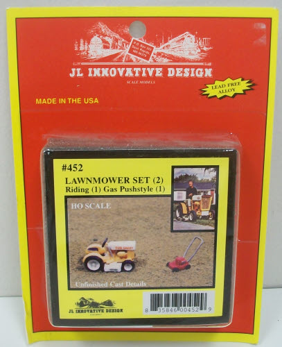 JL Innovative Design 452 Lawnmower Set with Rider and Gas – Trainz