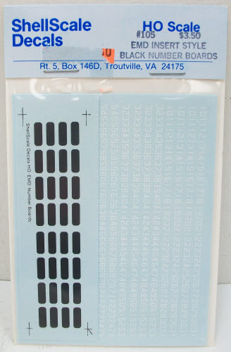 Shell Scale 105 EMD Insert Style Black Number Board – Trainz