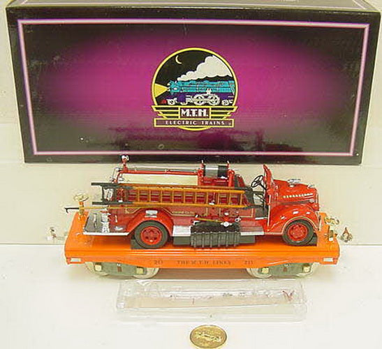 MTH 10-2106 Std. Gauge Flatcar with Fire Truck – Trainz