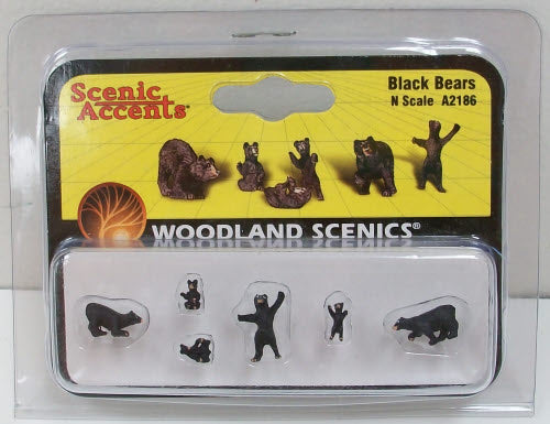 Woodland Scenics A2186 N Scenic Accents Black Bear Figures (Set of 6 ...